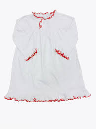 Pima Gown White w/Red Trim – Teddy and Lu - Children's Finery and Gifts